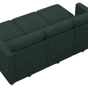 Belffin Corduroy Sectional Sleeper Sofa with Storage Ottoman, Modular Luxury Sectional Sofa with Chaise, Convertible Modern Sectional for Living Room, Green