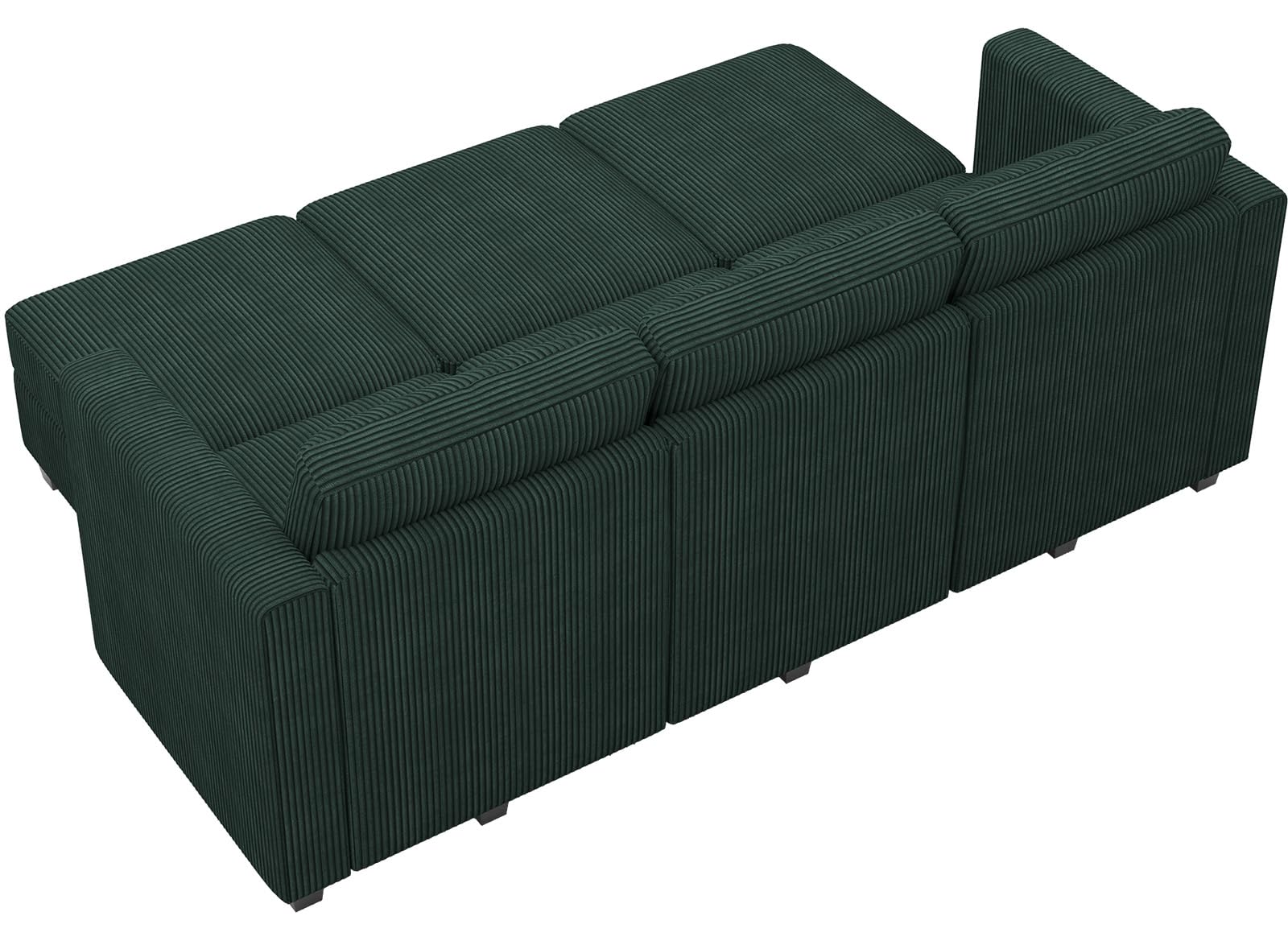 Belffin Corduroy Sectional Sleeper Sofa with Storage Ottoman, Modular Luxury Sectional Sofa with Chaise, Convertible Modern Sectional for Living Room, Green