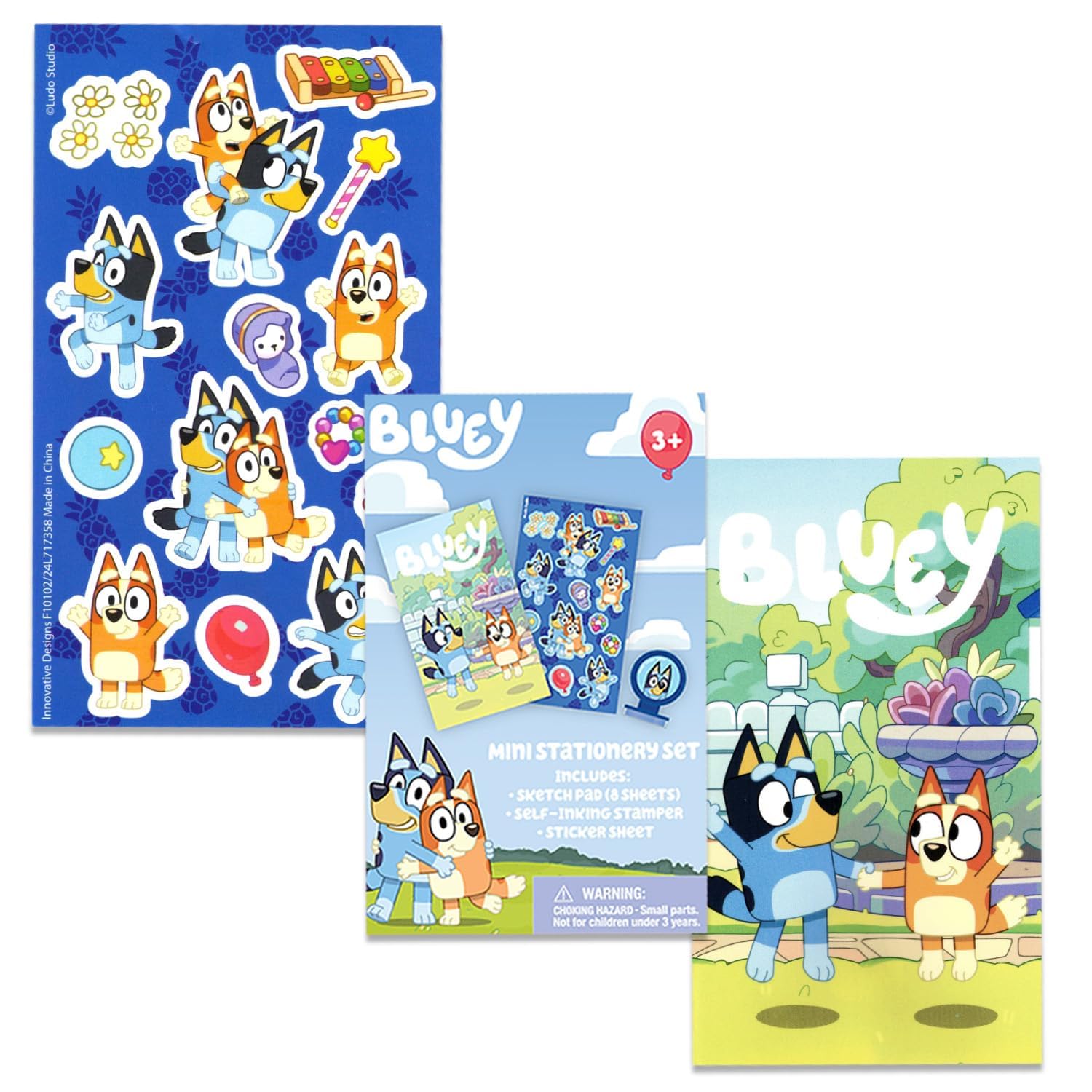 Bluey Birthday Party Favor Set - Bundle with 24 Bluey Activity Packs | Mini Sketch Book, Stickers, and Stamper | Blue Party Supplies