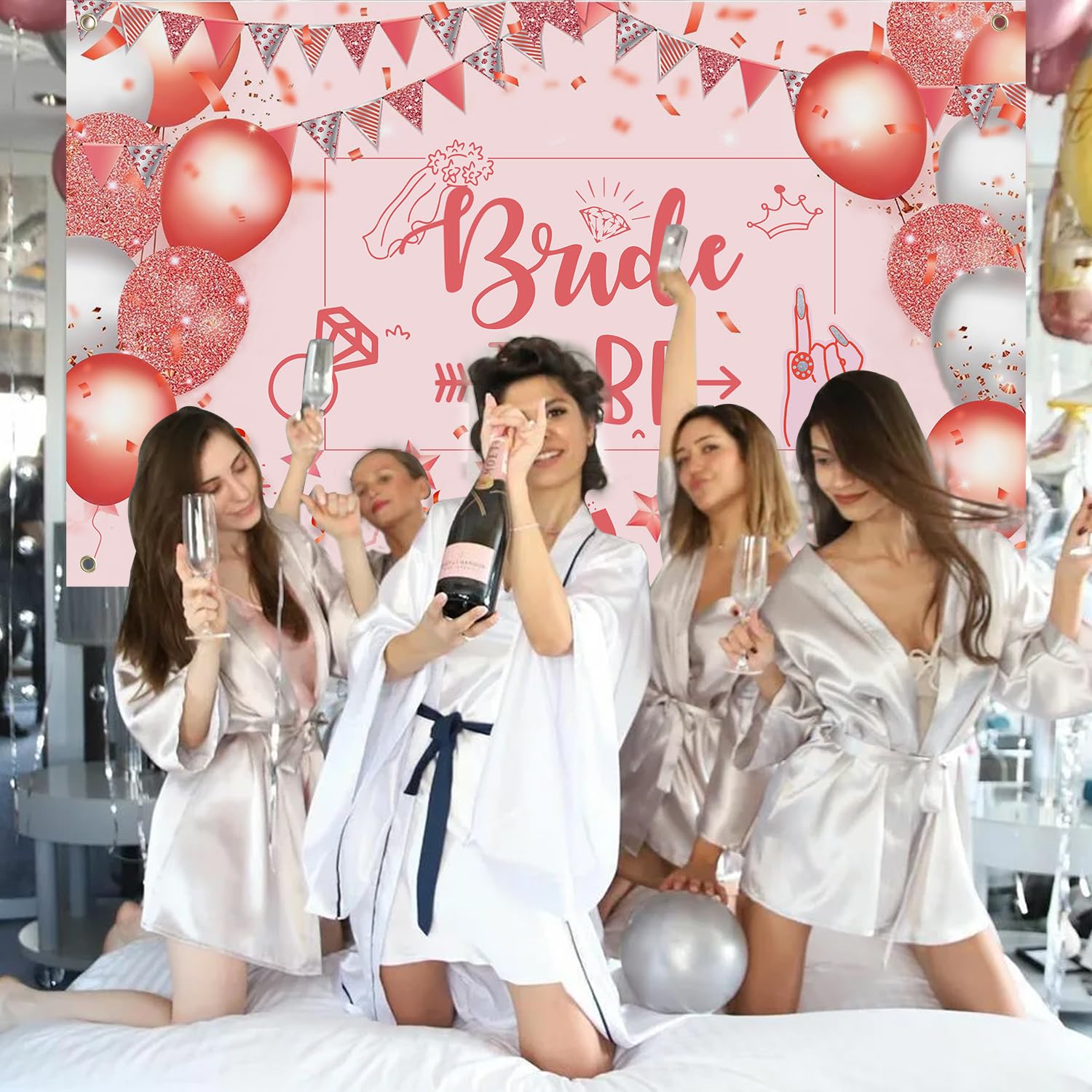 Bachelorette Party Backdrop,Bride to Be Backdrop Banner Sign Poster,Large Fabric Rose Gold Bride to Be Sign Photo Backdrop Background for Bachelorette Party Decoration (Rose Gold)