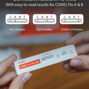 iHealth COVID-19, Flu A&B 3-in-1 Antigen Rapid Test, Results in 15 Minutes, FDA Authorized OTC Flu & COVID Home Test, with Non-invasive Nasal Swab, Easy to Use & No Discomfort (1 Pack, 4 Tests Total)