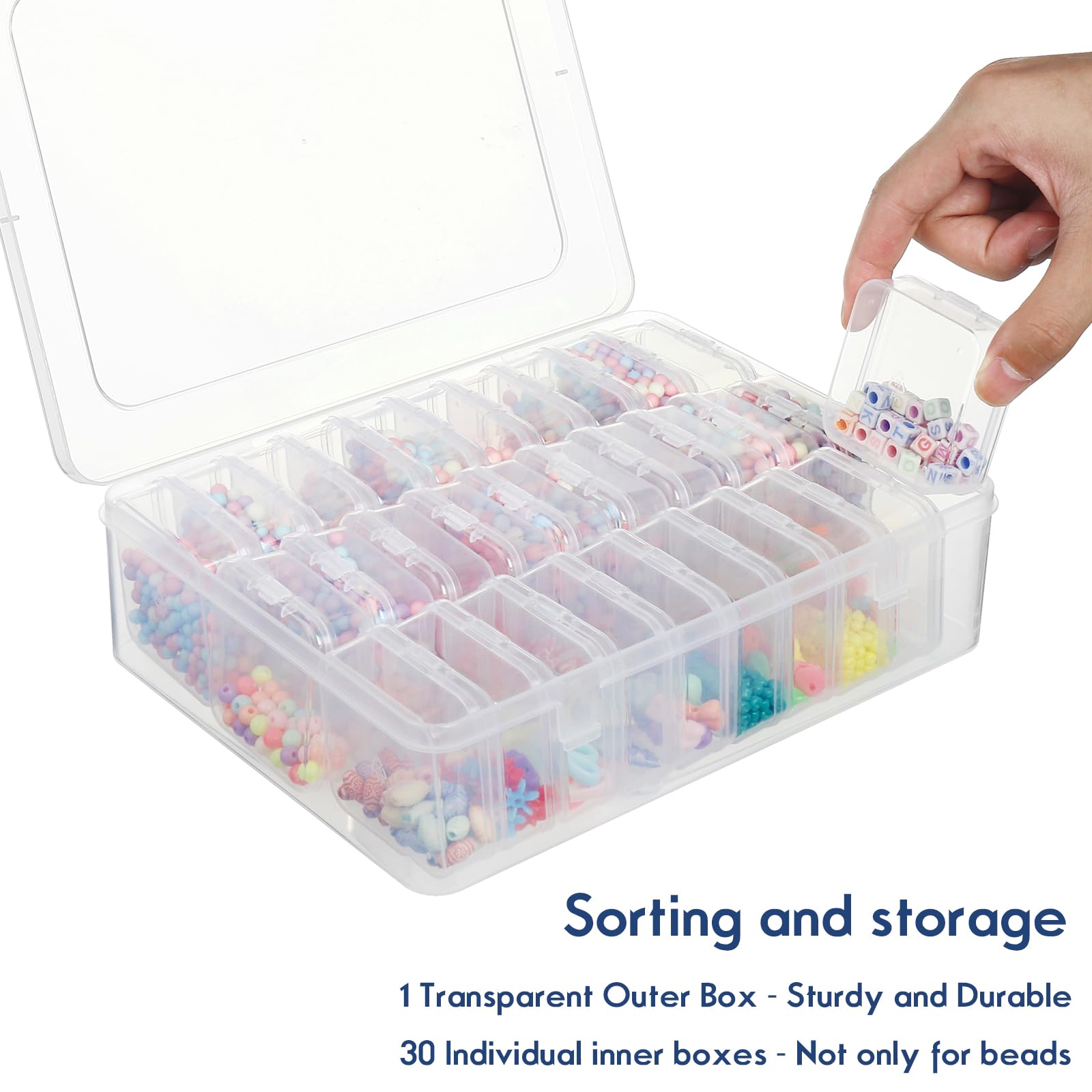 Douorgan Small Bead Storage Containers 30 Pieces Plastic Storage Organizers Stackable Art Storage Case Transparent Boxes Jewelry Beads Storage Box(1 Pack)