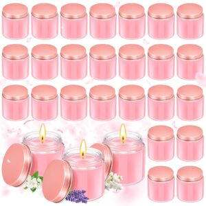 conelist 24 pcs mini mason jar candles bulk 4 oz scented wax candles gift small soy scented candles with lid party favor for birthday baby shower wedding, freesia, jasmine, lavender(pink, rose gold)