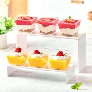 Zezzxu 50 Pack 4 oz Square Mini Dessert Cups with Spoons - Plastic Pudding Cups & Parfait Cups Party Dessert Shooters for Serving Trifle Mousse Cake Appetizer Fruit