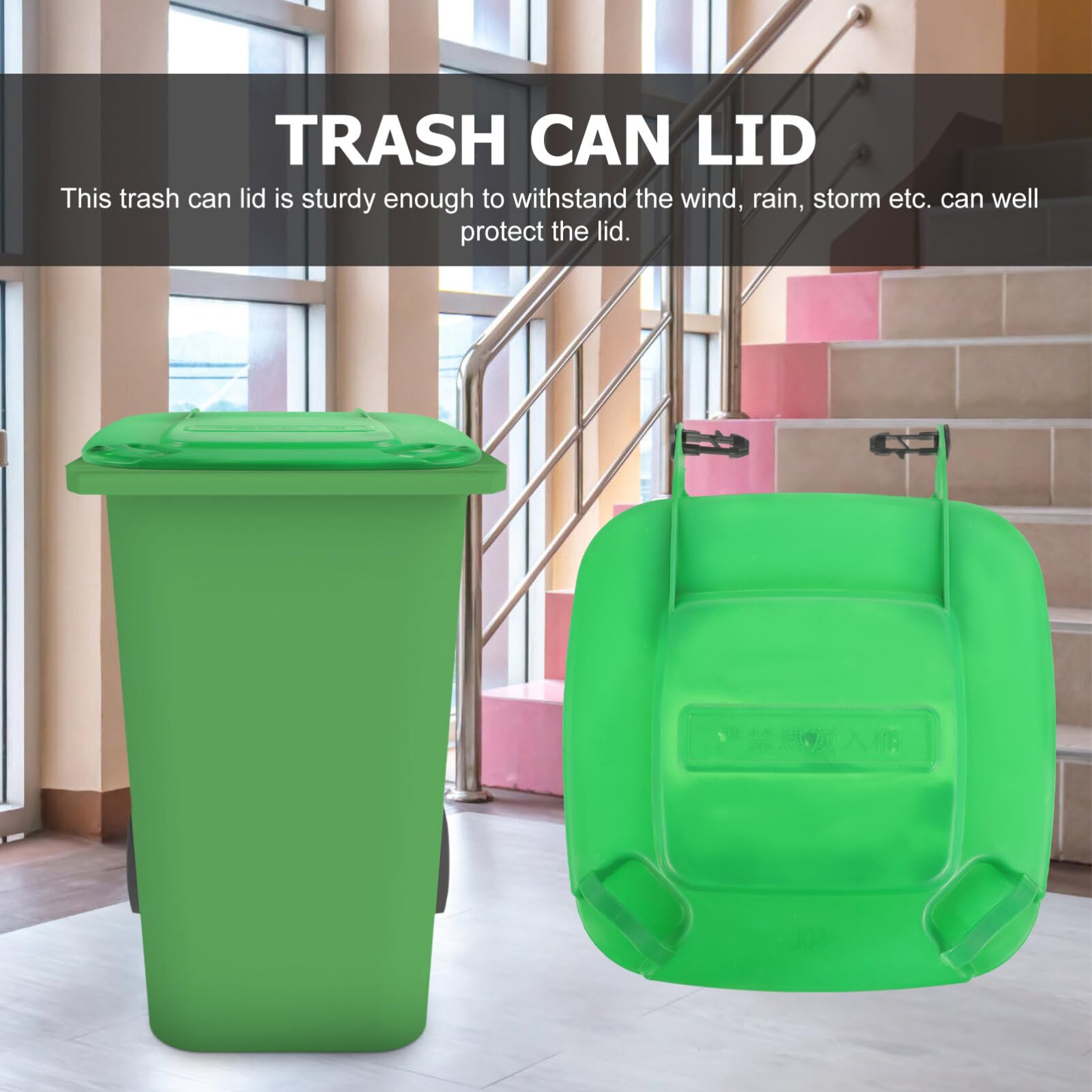 LIOOBO Trash Can Lid Sanitation Waste Bin Cover 50L Trash Can Garbage Container Lid Recycle Can Lids Round Trash Lid Round Trash Can Swivel Cover Booster Plastic Green