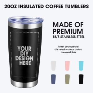 Personalized Custom Tumbler Print in USA 20oz Stainless Steel Coffee Cup with Lid & Straw Double Wall Insulated Tumbler with Colorful Text Logo Photo