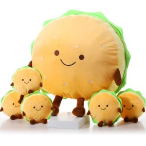 hydren 1 pc 16'' and 5 pcs 4'' hamburgers plush toy set cute food plush pillow with zipper gift