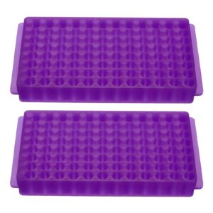 patikil 96 wells tube rack, 2 pcs vial rack double panel centrifuge tube holder for microcentrifuge tubes 0.2/0.5/1.5/2ml, purple