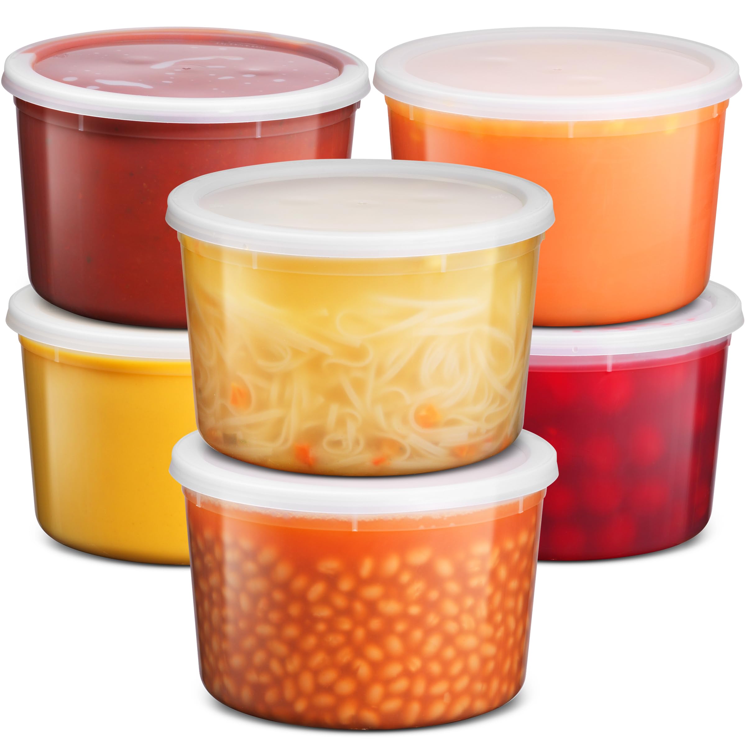 JoyServe 64 oz Plastic Containers with Lids - (Pack of 6) Food Storage Containers Half Gallon Round Plastic Deli Container with Leak-Proof Lid, BPA-Free, Freezer, Dishwasher & Microwave Safe