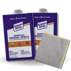 grove 2 klean strip odorless mineral spirits + microfiber cloth, mineral spirits, odorless paint thinner for oil painting | mineral spirits for cleaning & paint thinner for oil based paint - 1qt