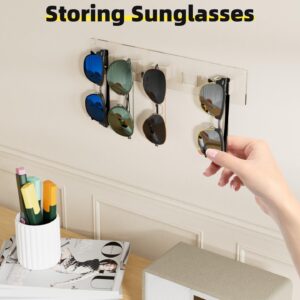 MaxGear Sunglasses Organizer Wall, Acrylic Sunglass Holder Clear Sunglasses Display Rack for Multiple Glasses, Eyeglass Holder for Office & Home Decor, Unique Gifts for Husband, Women & Girls, 3 Pack