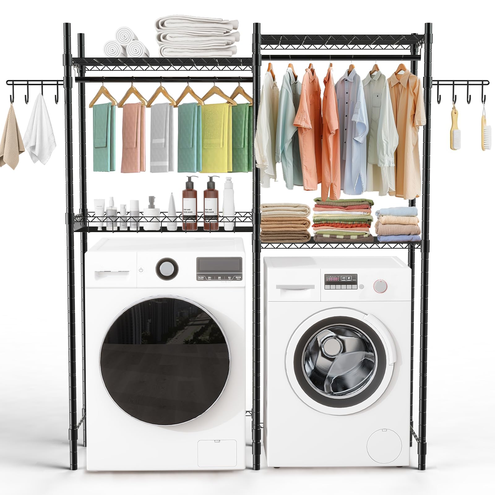 Over Washer And Dryer Shelves,Laundry Room Storage For Hanging Towels And Drying Clothes,Over The Washer And Dryer Storage Shelf,Laundry Room Organization