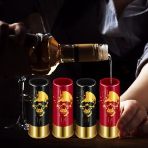 Skull Plastic Shot Glasses Bulk Set of 4 with Gift Box for Men Women Gothic Fans Wedding Party Birthday Christmas Father's Day Gifts, 12GA Small Bullet Shot Cups for Whiskey Tequila Vodka Liquor