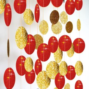 Red Gold Party Decorations/Graduation Decorations Red Gold 2024/Valentines Day Decorations Red Gold Graduation Party Decorations USC/Red Gold Birthday Paper Garlands for Christmas