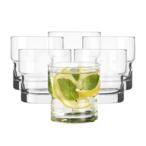 libbey newton stackable double old fashioned glass, 12 ounce, set of 6