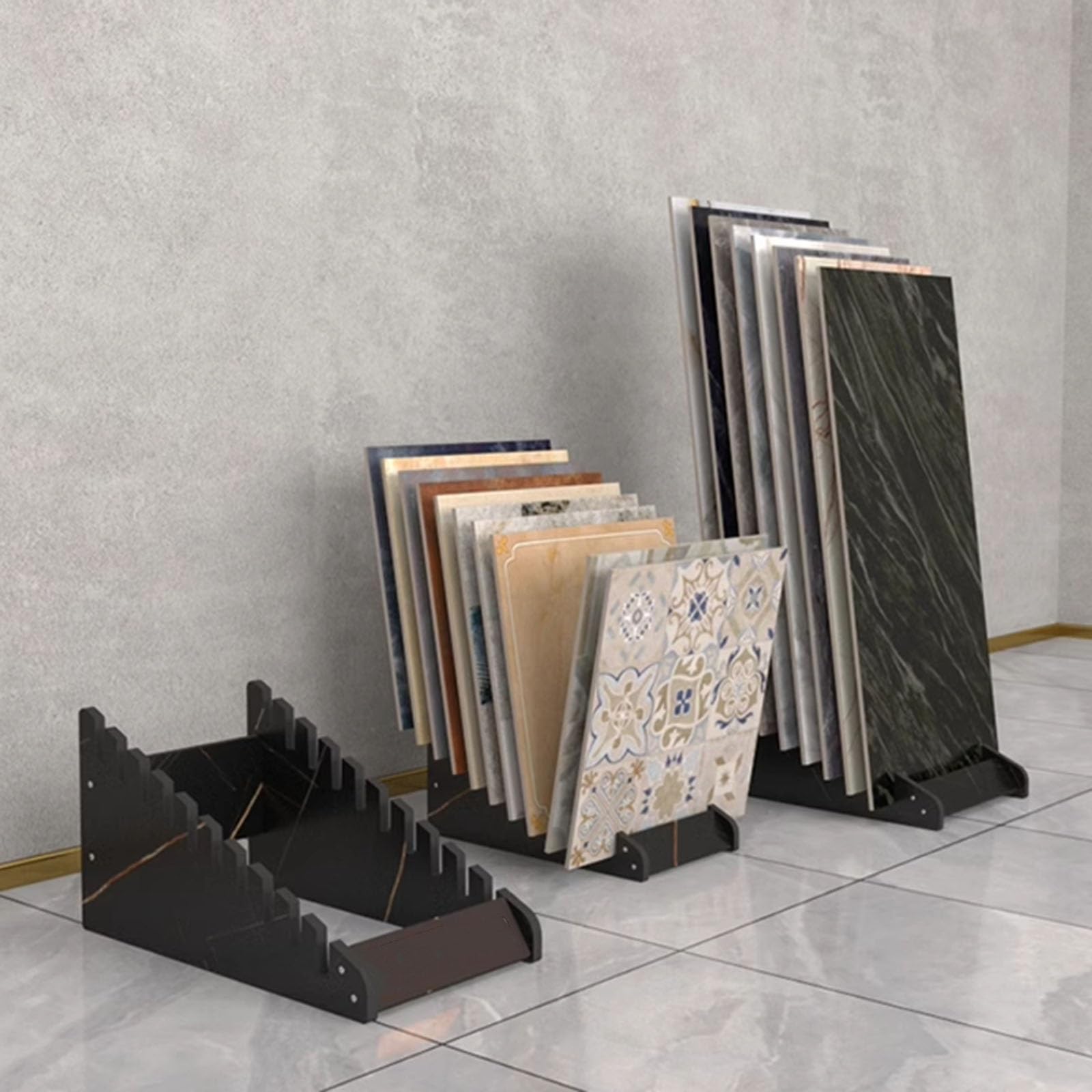 Floor Tile Display Stand, Sample Storage Rack, Wooden Plate Display Stands, Oblique Insertion Display Rack, for Craft Shows Retail Stores ( Size : 43x59x45cm/17x23.2x17.7in )