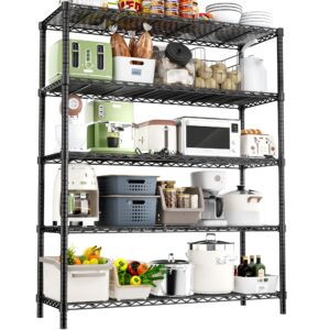 storage shelves heavy duty, 48" l x 20" w x 72" h garage wire shelving unit loads 2000lbs, 5-tier adjustable metal industrial utility shelf rack for kitchen, laundry room, pantry, warehouse, basement