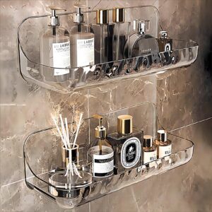 boltra clear shower caddy shelves, 2-pcs acrylic wall mounted shelf bathroom organizers and container without drilling plastic shelf for bathroom, kitchen