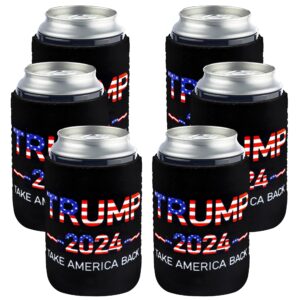 2024 can cooler sleeves - 12 pcs black insulated neoprene can covers bulk reusable for soda beer beverages - 4th of july patriotic decoration party supplies gifts