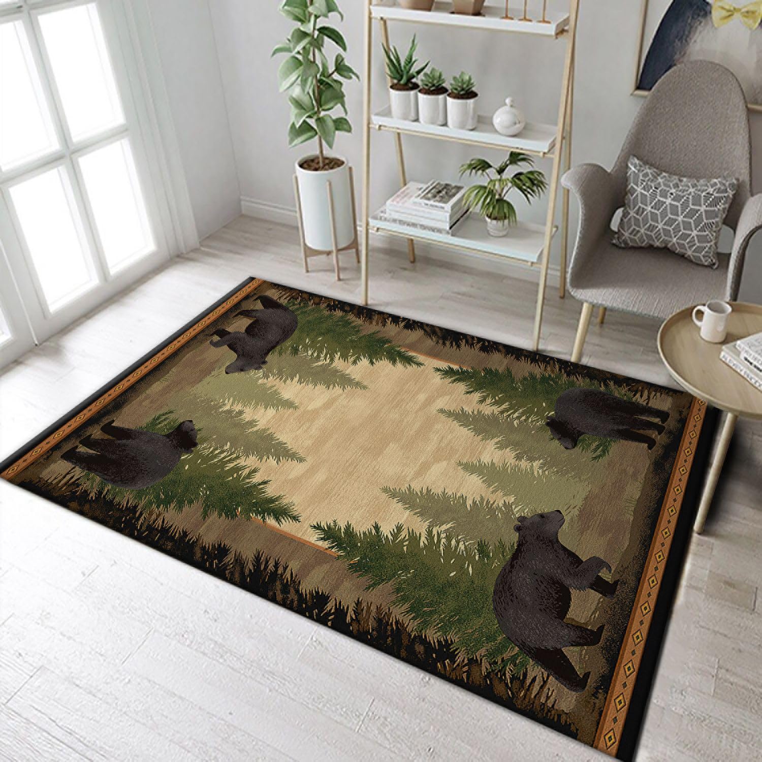 Bear Rug Pine Cone Area Rug Native American Rug rustic rugs for living room bear rugs for living room deer skin rugs for cabin rustic cabin lodge rugs carpet room decor 3x5 4x6 5x8 5,2x9 Full Size14