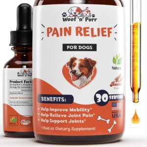 natural pain relief for dogs - dog pain relief - may help with joint, hip, heart health & much more - pain relief for dogs for older dogs - dog supplements & vitamins - dog joint pain relief - 1 fl oz