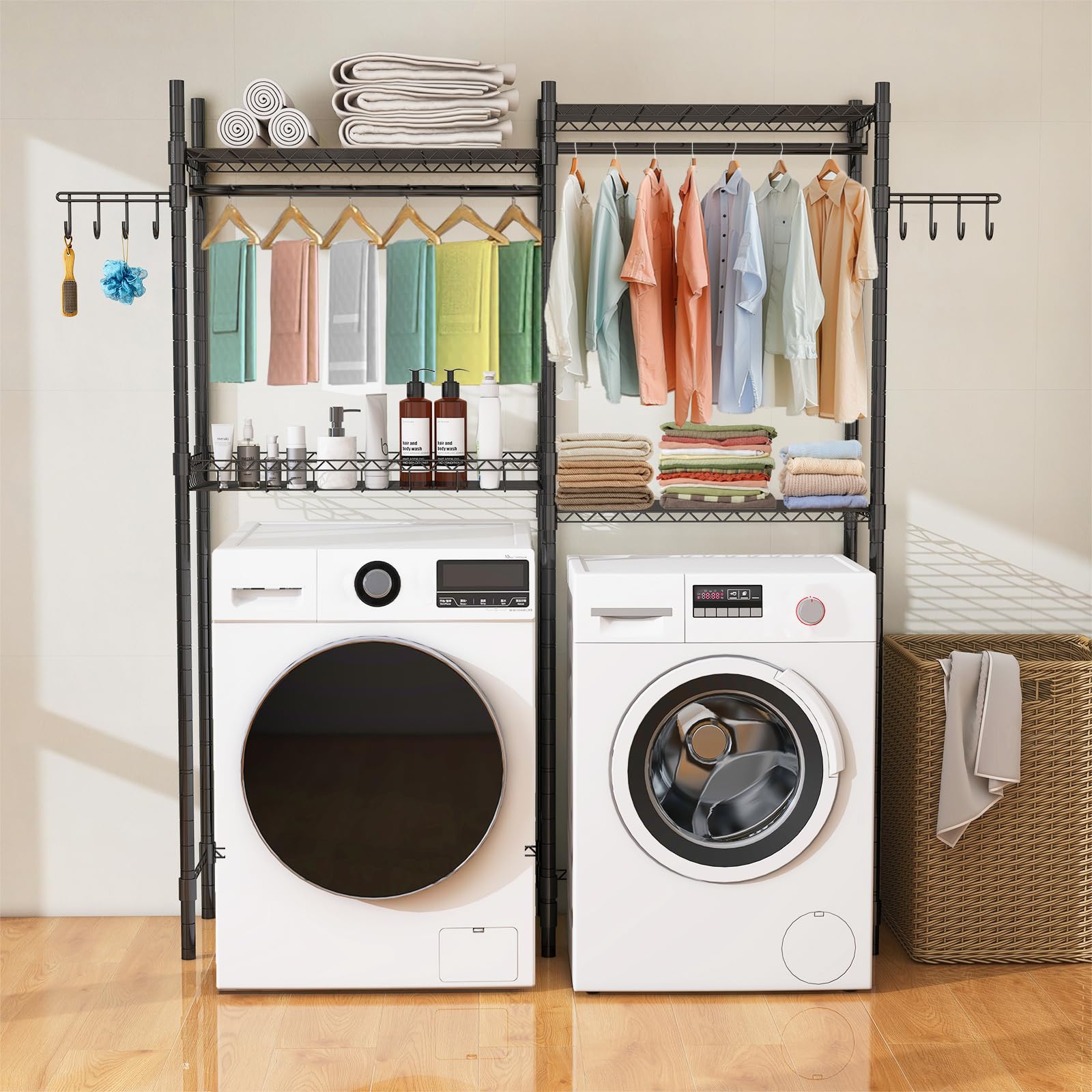 Over Washer And Dryer Shelves,Laundry Room Storage For Hanging Towels And Drying Clothes,Over The Washer And Dryer Storage Shelf,Laundry Room Organization