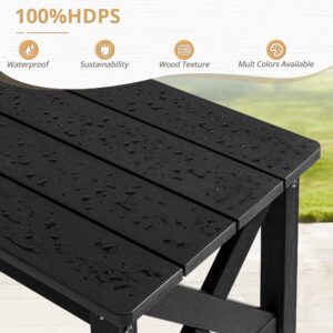 LUE BONA Outdoor Coffee Table for Patio, Rectangle HDPS Outdoor Coffee Table, All Weather Patio Coffee Tables for Outside Deck Porch Lawn, Black