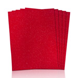 fabricla | glitter felt sheets | 1.6mm thick | vibrant colors, mess-free, durable design, easy to cut & no-shed for diy crafts, costumes & home décor - 9x12 inches - 5 pieces red glitter felt