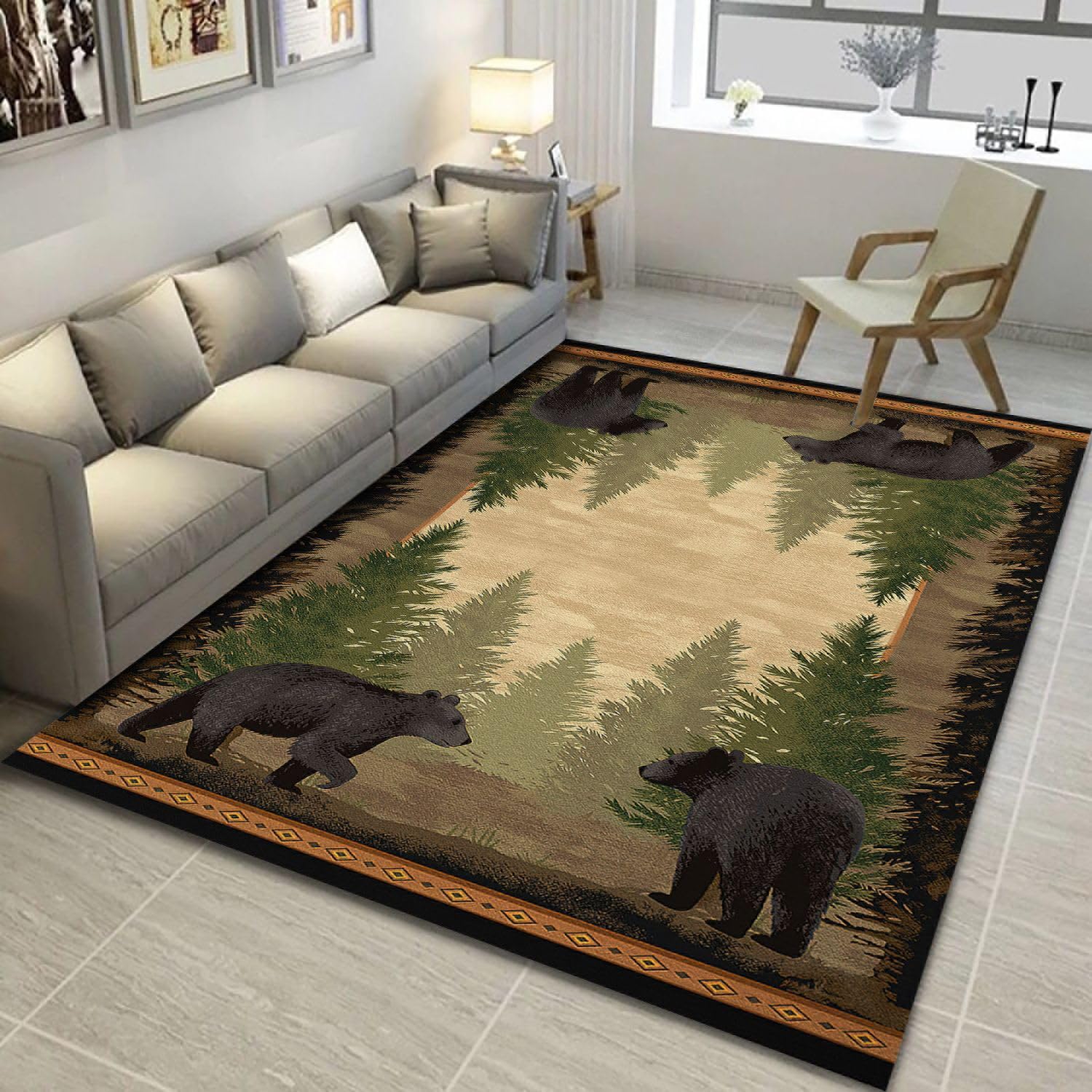 Bear Rug Pine Cone Area Rug Native American Rug rustic rugs for living room bear rugs for living room deer skin rugs for cabin rustic cabin lodge rugs carpet room decor 3x5 4x6 5x8 5,2x9 Full Size14