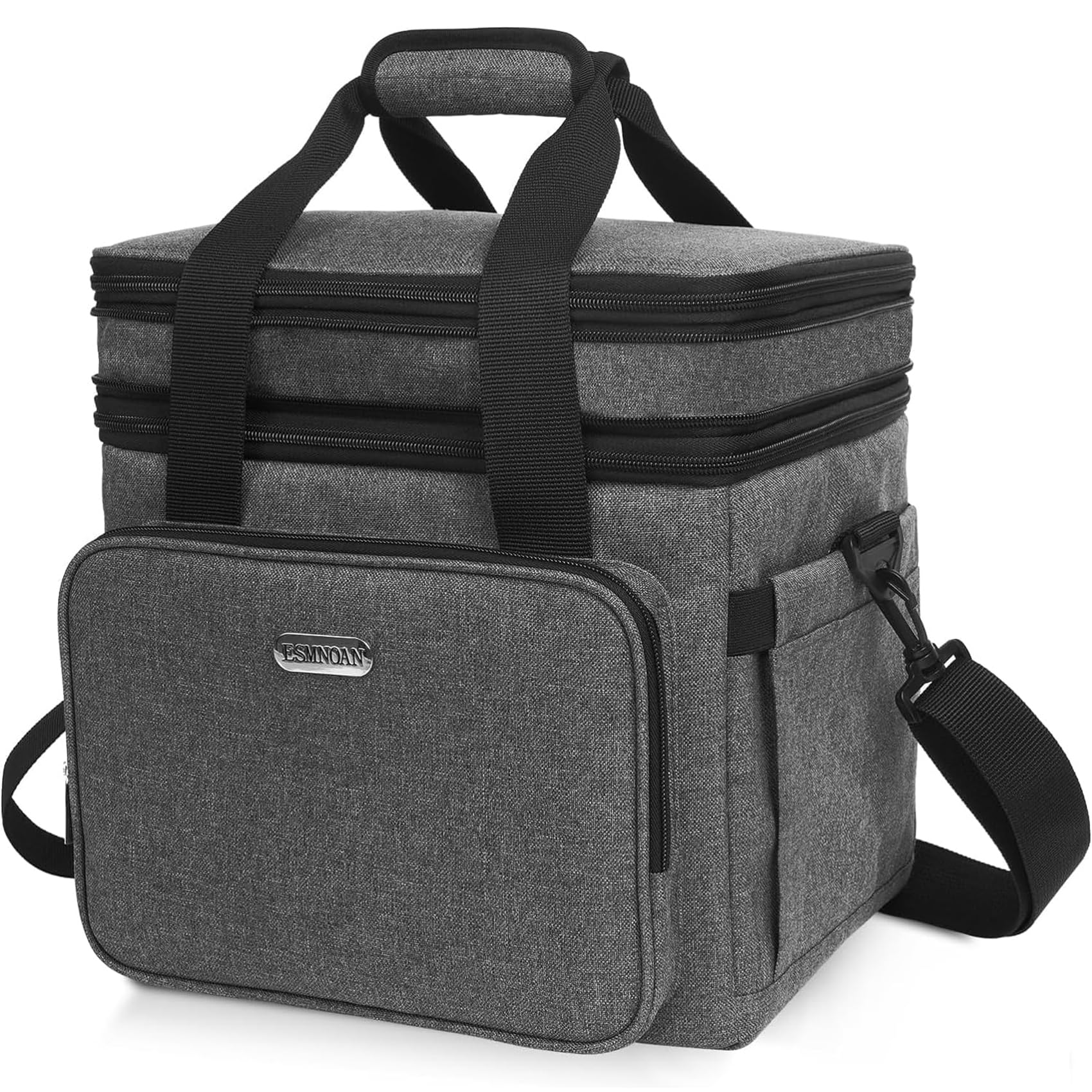 ESMNOAN Lunch Box for Men Women, Double Durable Expandable Leakproof Insulated Lunch Bag, Cooler Bag with Adjustable Shoulder Strap for Work Shift, Travel and Outdoor Picnics, 20L Grey