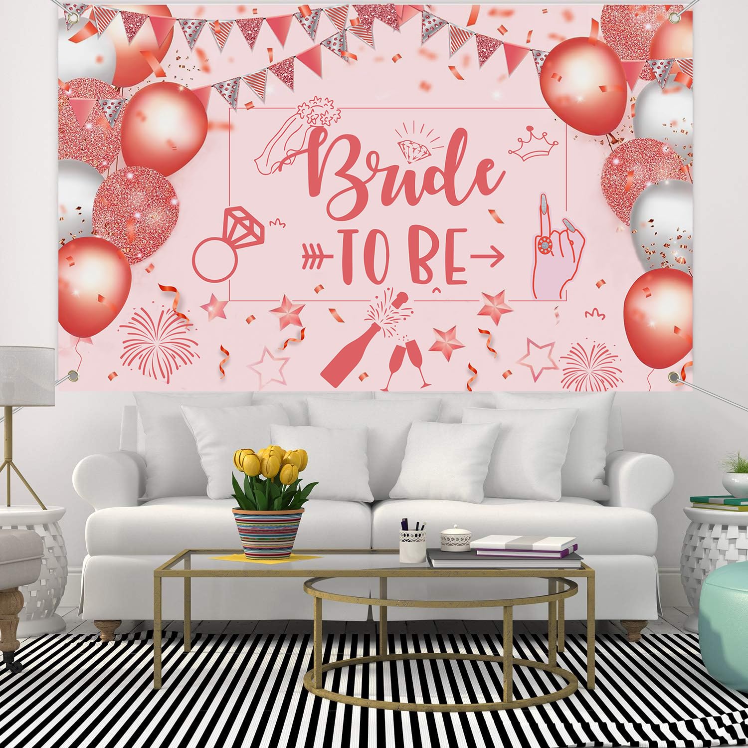 Bachelorette Party Backdrop,Bride to Be Backdrop Banner Sign Poster,Large Fabric Rose Gold Bride to Be Sign Photo Backdrop Background for Bachelorette Party Decoration (Rose Gold)