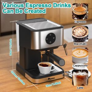 IAGREEA Espresso Machine 20 Bar, Professional Espresso Maker with Milk Frother Steam Wand, 50oz Removable Water Tank, Fast Heating Semi Automatic Coffee Machine for cappuccino, Latte, Macchiato