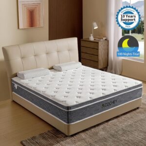 Acochey Full Mattress in a Box,10 Inch Full Mattresses,Gel Memory Foam Medium Firm Grey Hyrid Mattress,Quality Comfort and Adaptive Support Breathable Cooling Full Mattress,CertiPUR-US.