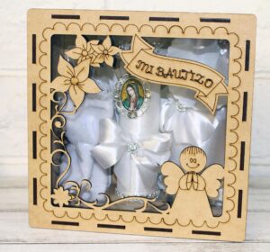 elegant wood box 5pc our lady guadalupe charm rhinestone mi bautizo baptism gift set rosary candle communion espanol nina nino favor bible velas recuerdos