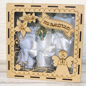 Elegant Wood Box 5pc Our Lady Guadalupe Charm Rhinestone Mi Bautizo Baptism Gift Set Rosary Candle Communion Espanol Nina Nino Favor Bible Velas Recuerdos