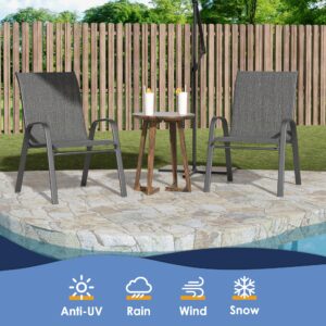 Xilingol Patio Chairs Set of 6, Outdoor Lightweight Stackable Dining Chairs w/All-Weather Textilene Fabric & Metal Frame, 350LBS Capacity, Outdoor Furniture for Pool Deck, Backyard, Garden (Dark Grey)