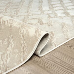 Abani Terra Cream Area Rug for Living Room, Bedroom - Rustic Modern Pattern - 2' x 3' - Durable & Easy to Clean