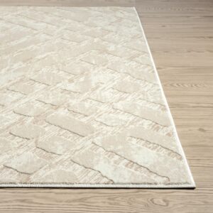 Abani Terra Cream Area Rug for Living Room, Bedroom - Rustic Modern Pattern - 2' x 3' - Durable & Easy to Clean