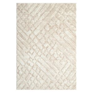 Abani Terra Cream Area Rug for Living Room, Bedroom - Rustic Modern Pattern - 2' x 3' - Durable & Easy to Clean