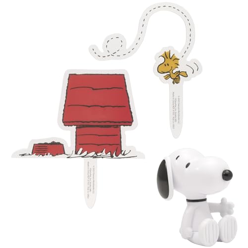 DecoSet® Peanuts® Snoopy® and Woodstock® Cake Topper, 3-Piece Cake Decoration | For Birthday, Parties, Celebration