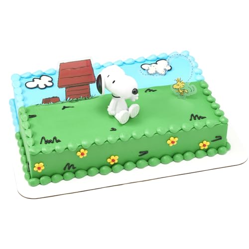 DecoSet® Peanuts® Snoopy® and Woodstock® Cake Topper, 3-Piece Cake Decoration | For Birthday, Parties, Celebration