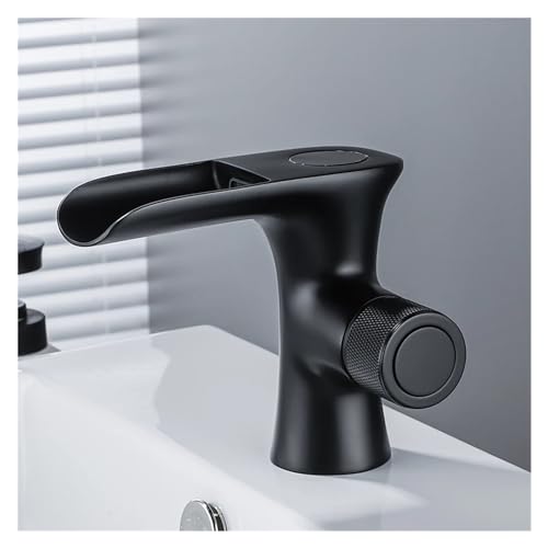 ItoNc LED Digital Basin Faucet Black Bath Basin Mixer Brass Temperature Display Faucet Smart Tap Sink Faucet Compatible with Bathroom,Kitchen faucets