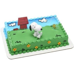 decoset® peanuts® snoopy® and woodstock® cake topper, 3-piece cake decoration | for birthday, parties, celebration