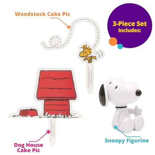 DecoSet® Peanuts® Snoopy® and Woodstock® Cake Topper, 3-Piece Cake Decoration | For Birthday, Parties, Celebration