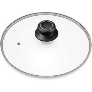 10 inch tempered glass lid for frying pan, 10" glass covers for pots, pans, skillets and cast iron, compatible with all 10" diameter cookware, clear, 1 set