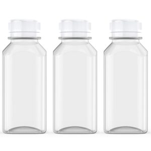 axe sickle 6 pcs 12 ounce juice bottles plastic milk bottles bulk beverage containers with tamper evident caps lids white for milk, juice, drinks and other beverage containers