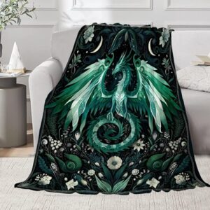 Dragon Blanket Gift for Woman Man Girls Boys Greens Dragon Gift for Dragon Lovers Soft Flannel Blanket for Living Room Sofa Couch Decor - 40"x50" for Kids/Children