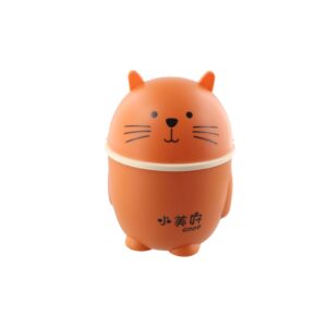 guedkikl cartoon cat trash can, mini cute garbage storage bin orange creative desktop waste box portable garbage can with swing lid for livingroom bedroom