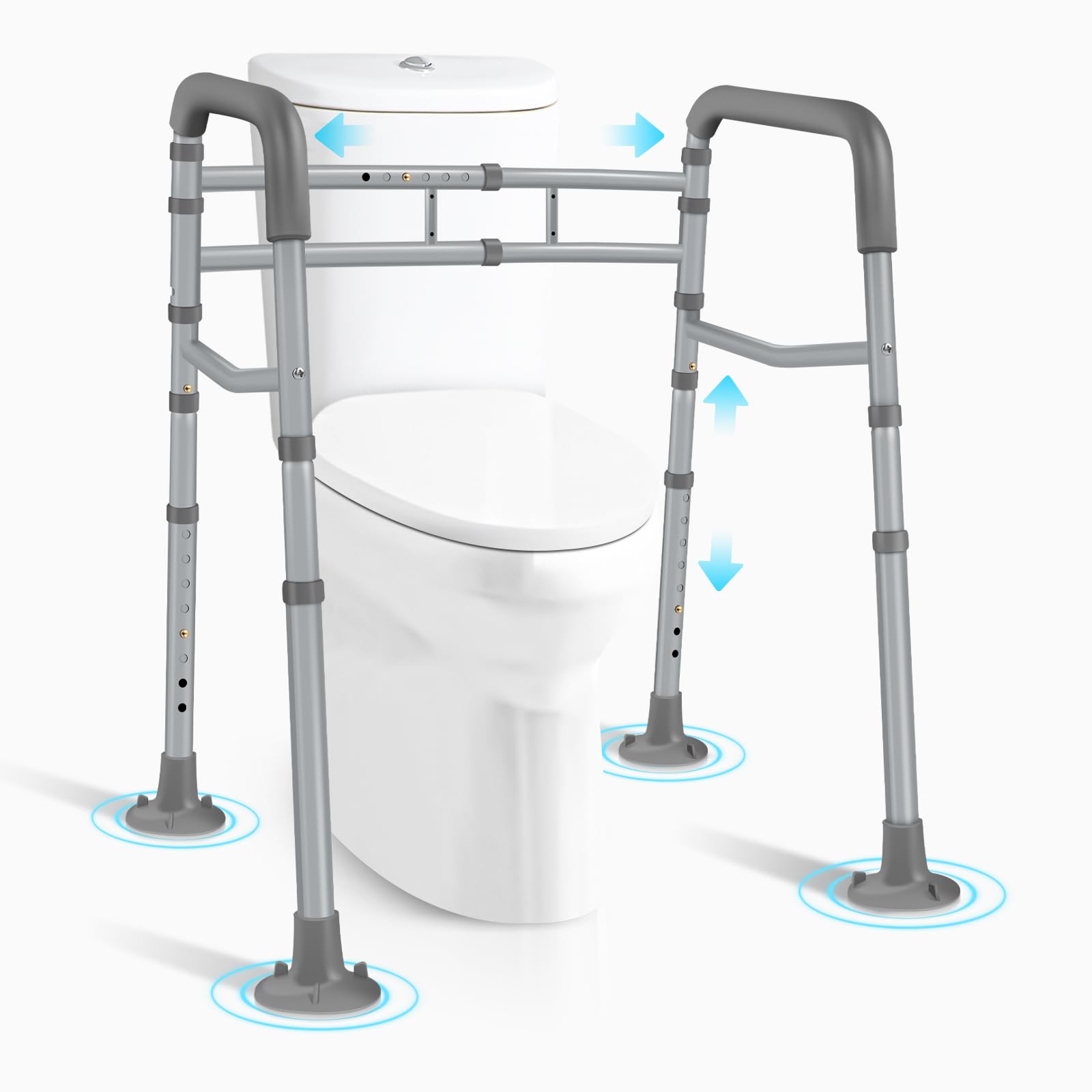 Toilet Safety Rails - FSA/HSA Eligible Heavy-Duty Adjustable Support Rails for Seniors and Disabled - Fits Any Toilet, Easy Installation, Foldable Design (300 LB)