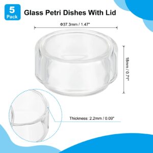 PATIKIL 35mm High Borosilicate Glass Petri Dishes with Lids, 5 Pack Petri Plates for Lab Science Experiment, Clear